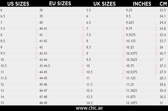 Shoe Size Chart: The Ultimate Guide For Men's, Women's & Kids | Chic